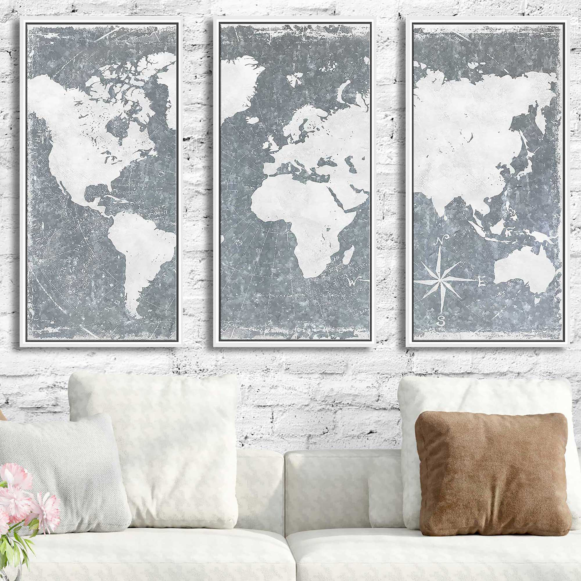 Picture Perfect International "Galvanized Map" By CAD Designs 3 Piece ...