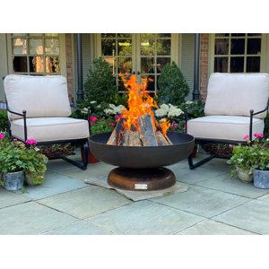 17 Stories Harrogate Vulcan Steel Wood Burning Fire Pit & Reviews | Wayfair