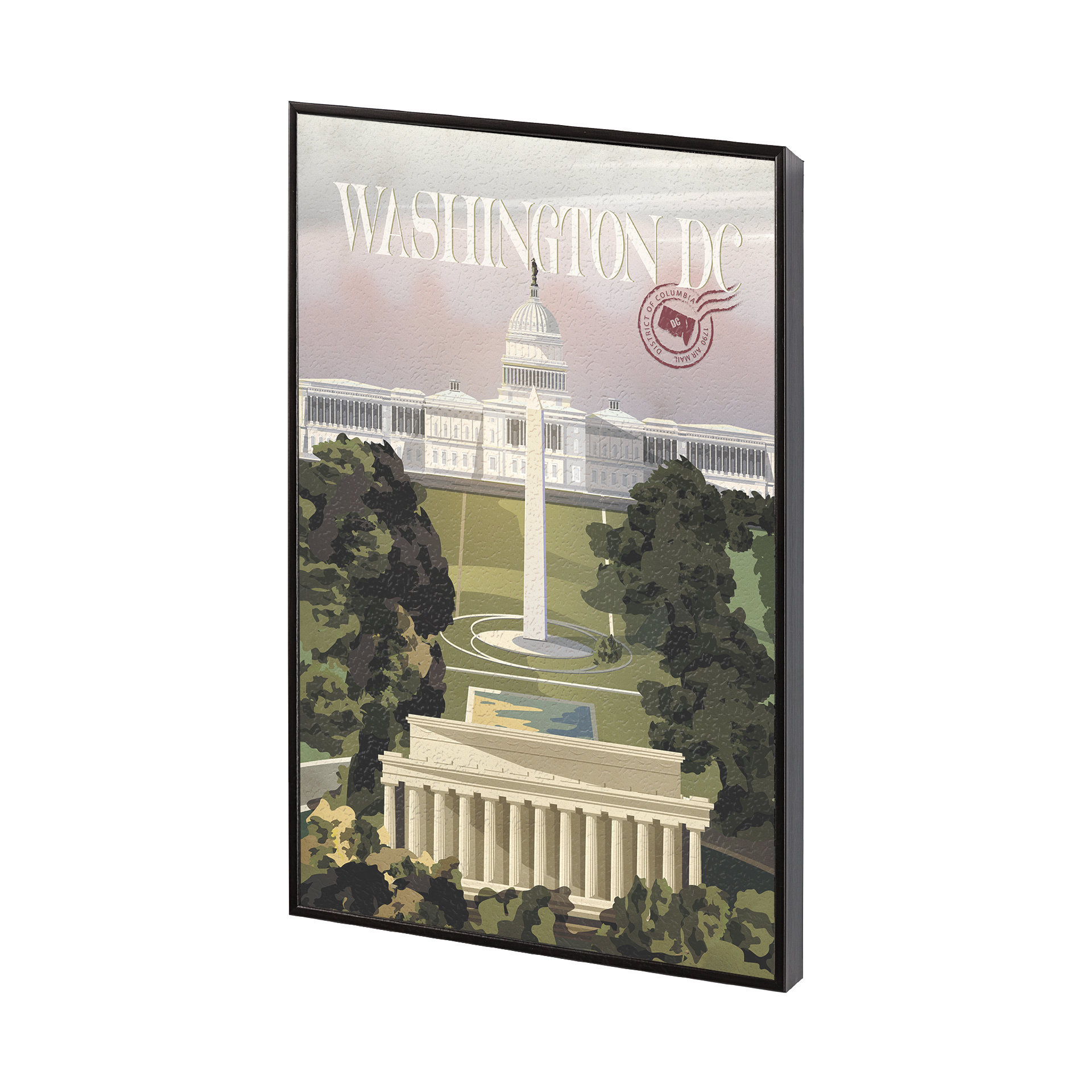 Red Barrel Studio® Washington DC Go by Simeng Wang a Framed Art Print Matted under Glass | Wayfair