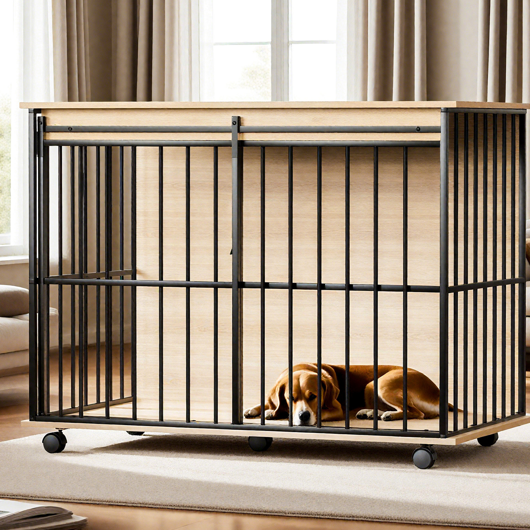 Latitude Run® Large Dog Crate - Furniture For Big Dogs, Robust Frame ...