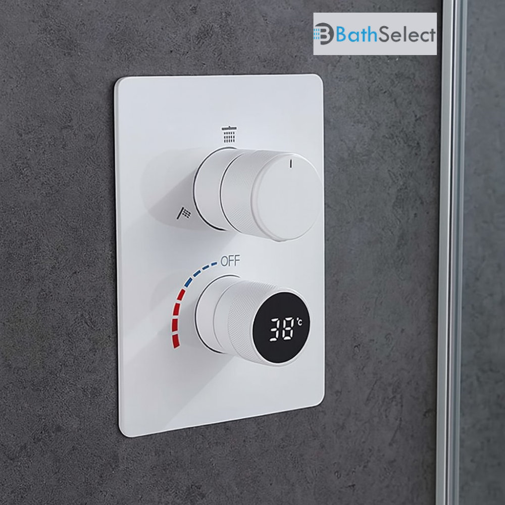 BathSelect Rimini 3-Function LED White Smart Digital Shower Mixer ...