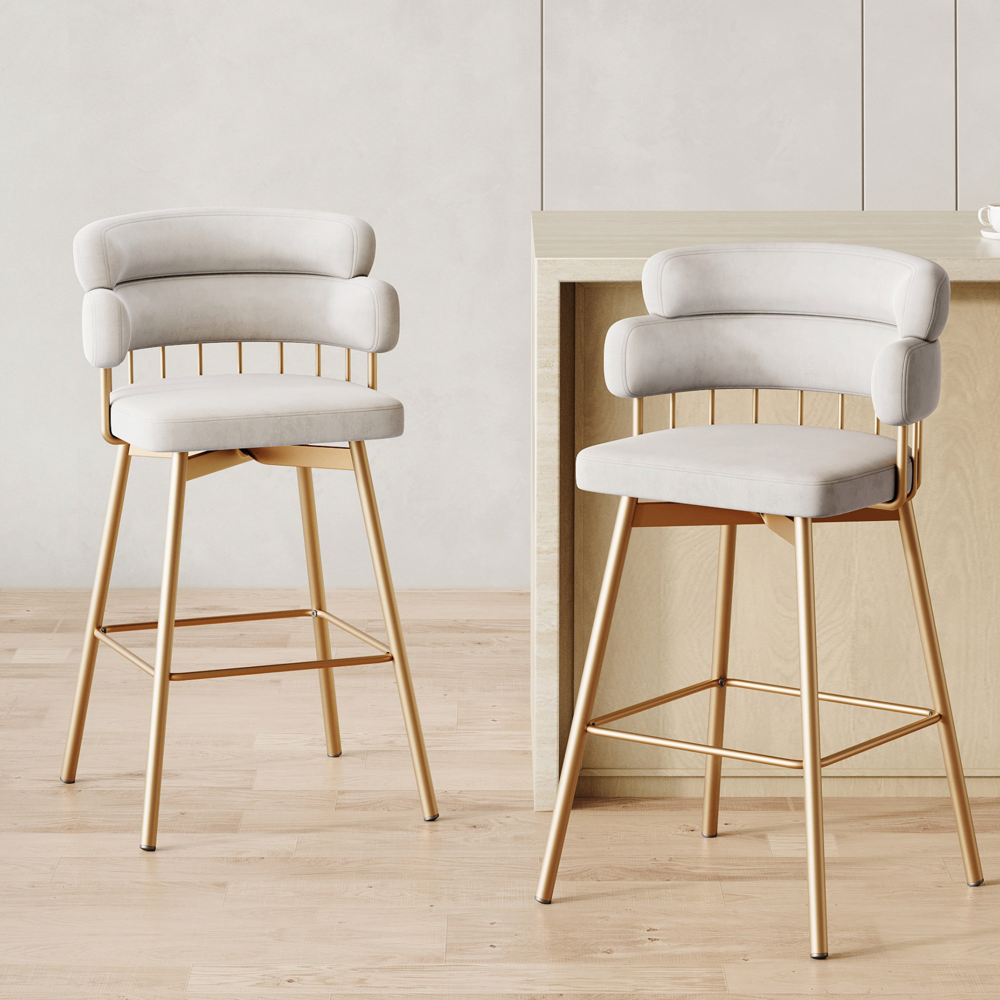 Corrigan Studio 26" Counter Height Bar Stools Set Of 2, 180° Swivel ...