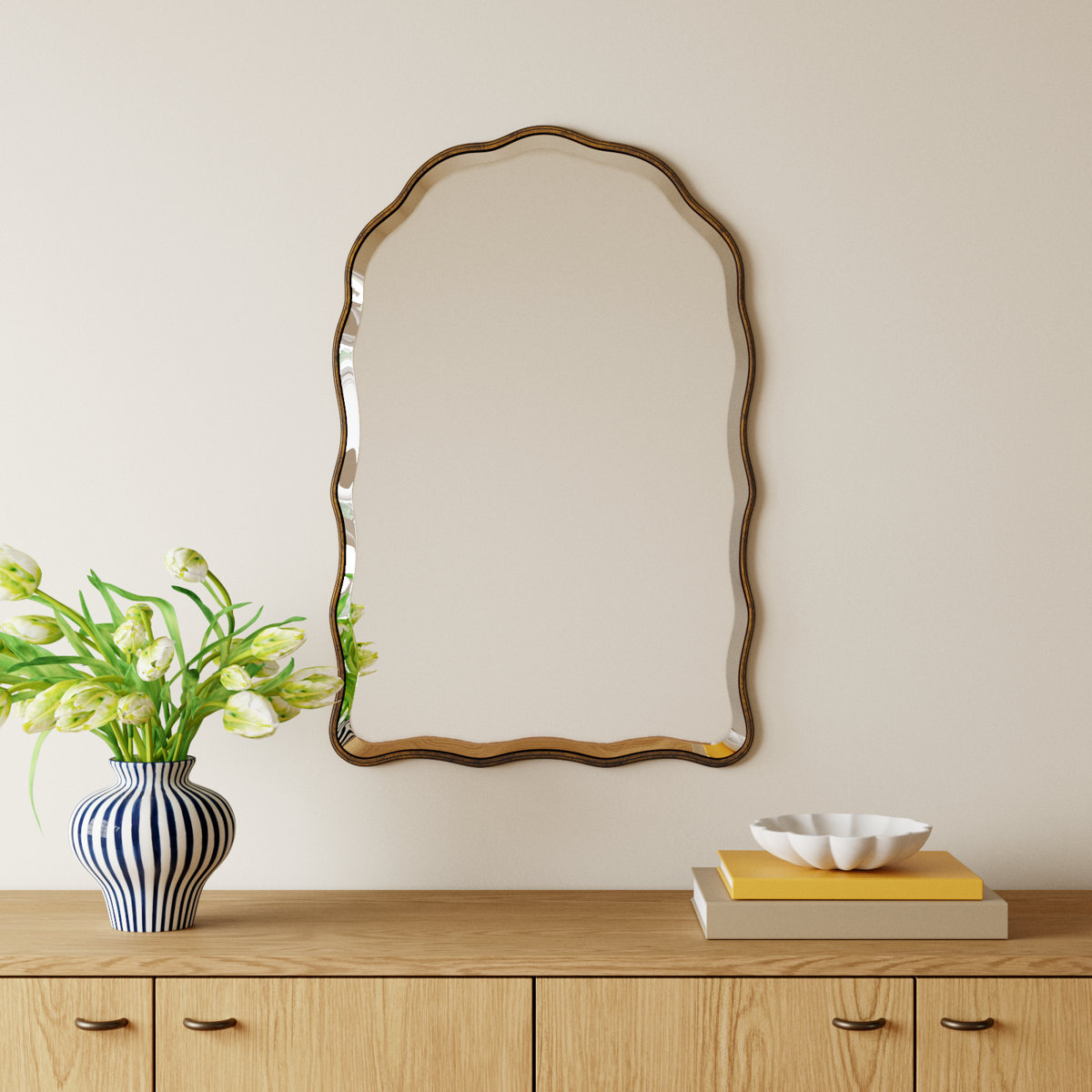 Birch Lane™ Katerina Scalloped Wood Wall Mirror & Reviews | Wayfair