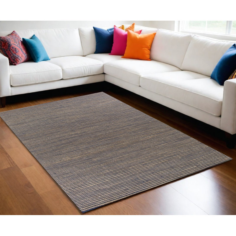 HomeRoots Oriental Handwoven Rectangle 5' x 7' Wool/Jute Area Rug in ...