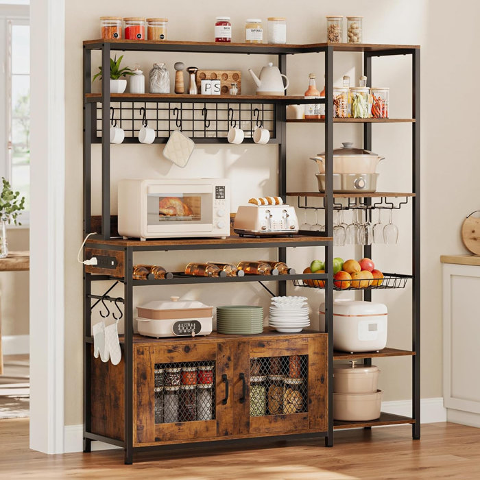 17 Stories Emeri 47.2'' Metal Baker's Rack with Microwave Compatibility ...