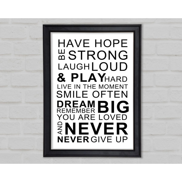 Happy Larry Family Quote Have Hope Be Strong Laugh Loud White Framed ...