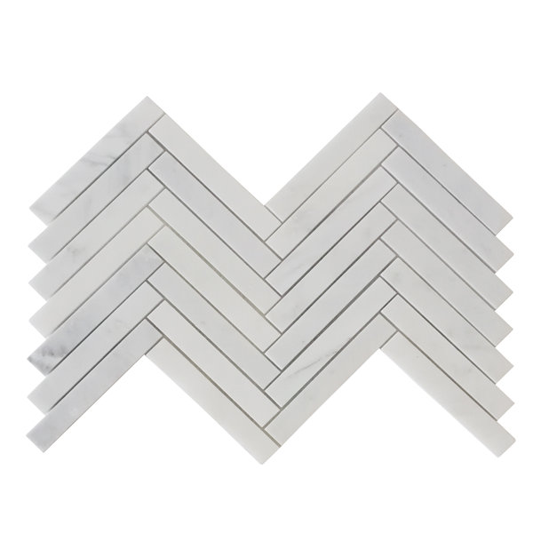 Tile & Top 12" x 12" Marble Herringbone Mosaic Wall & Floor Tile ...