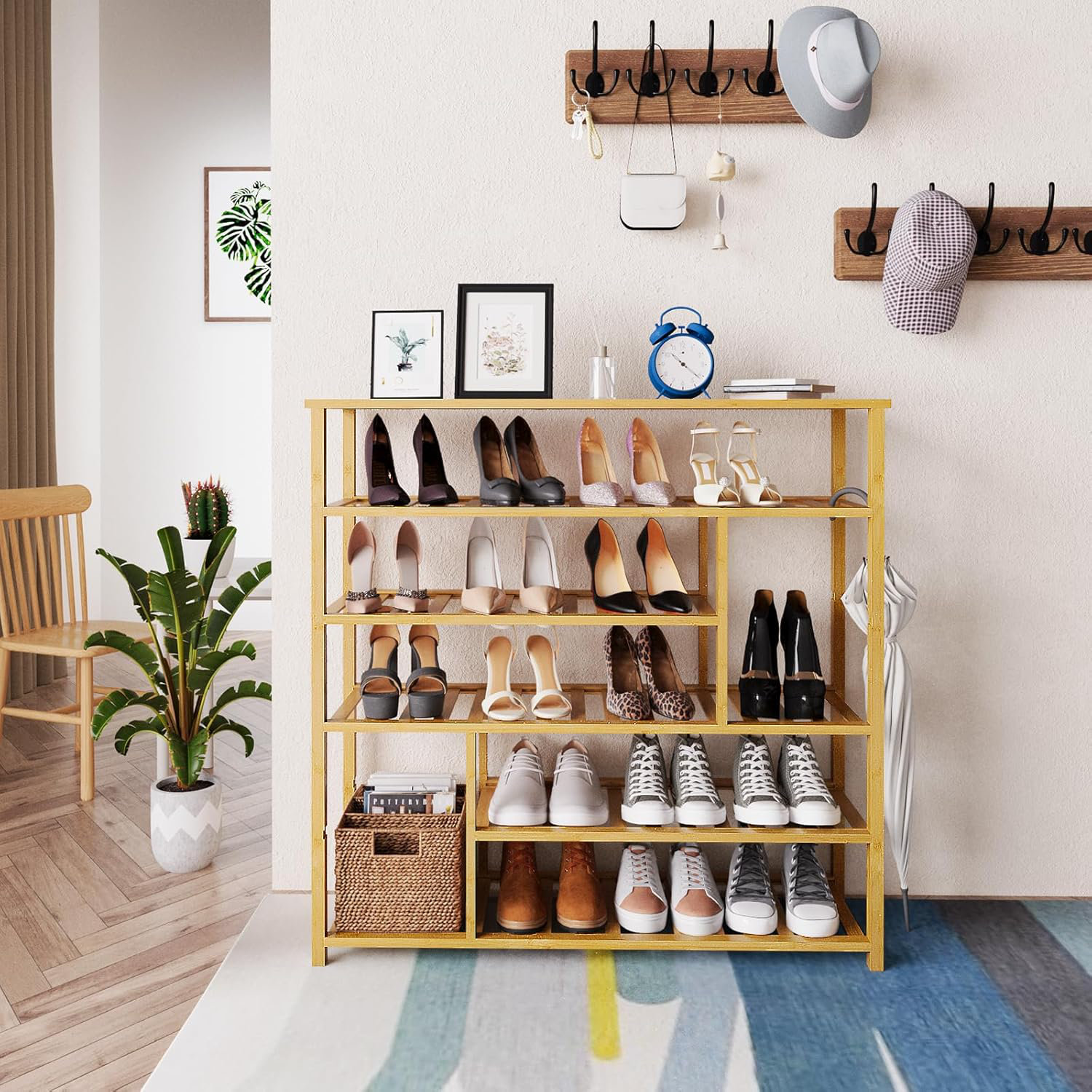 Corrigan Studio® 6-Tier Stackable Bamboo Shoe Rack, Sturdy Shoe ...