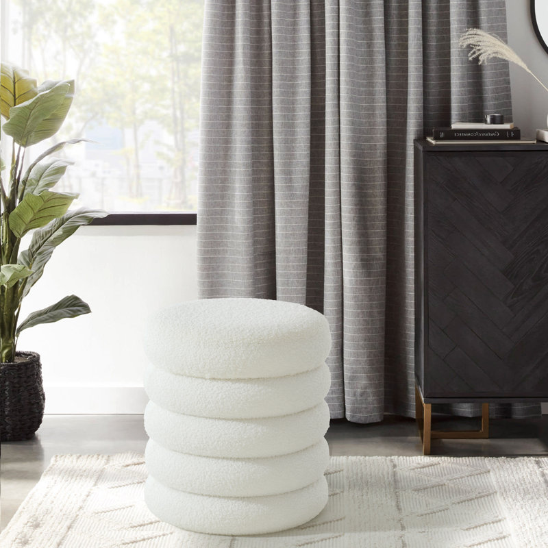 Wrought Studio™ Delphina Modern Boucle Ottoman Footstool, Under Desk ...