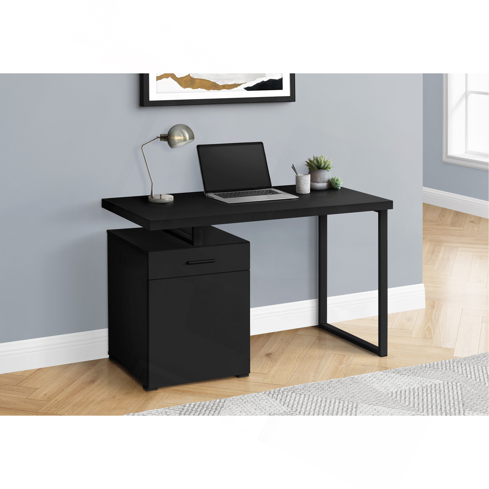 Latitude Run® Computer Desk, Home Office, Laptop, Left, Right Set-Up ...