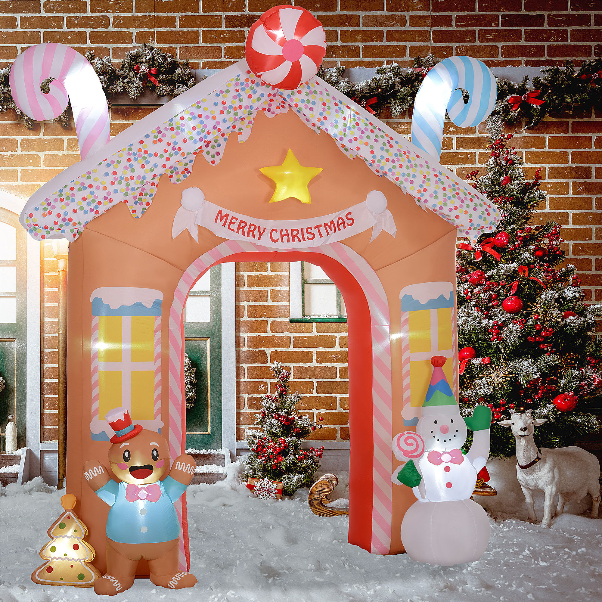 Ophelia & Co. 10' Christmas Inflatable Gingerbread House Archway with ...