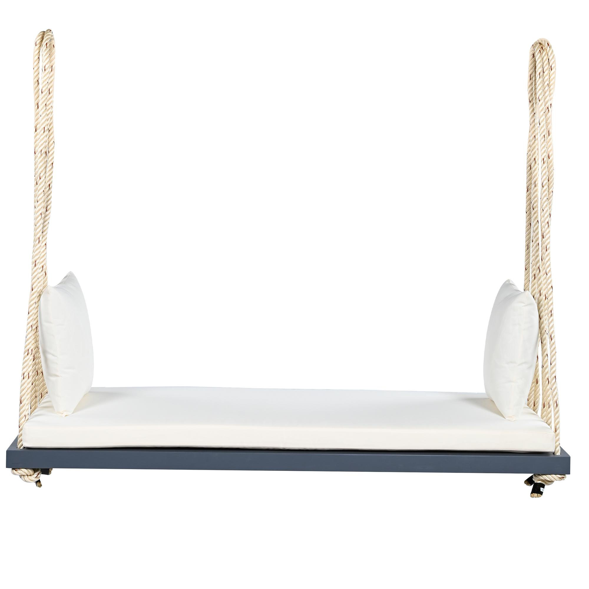 One Allium Way® Hanging Porch Swing Stool with Cushions and Pillows ...