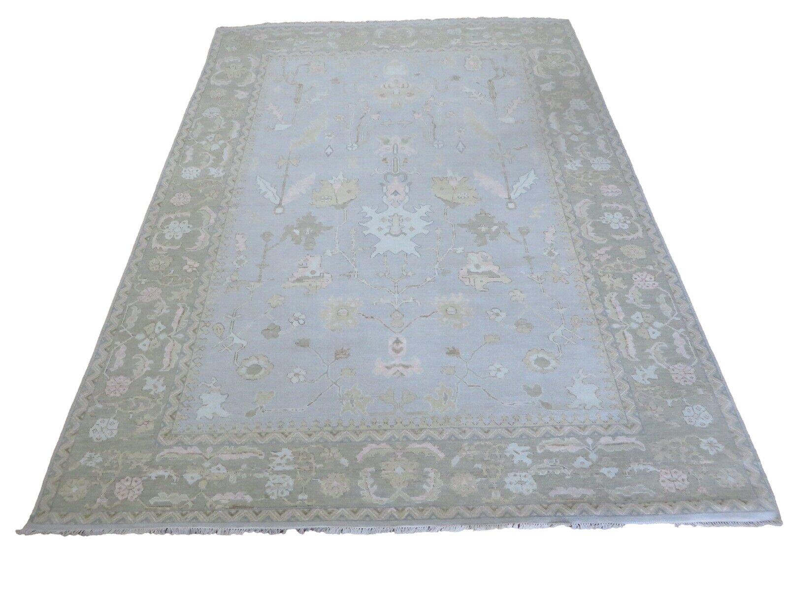 Oriental Rug Galaxy 9'10 x 14'3 Hand Knotted Sky Blue Modern Oushak ...
