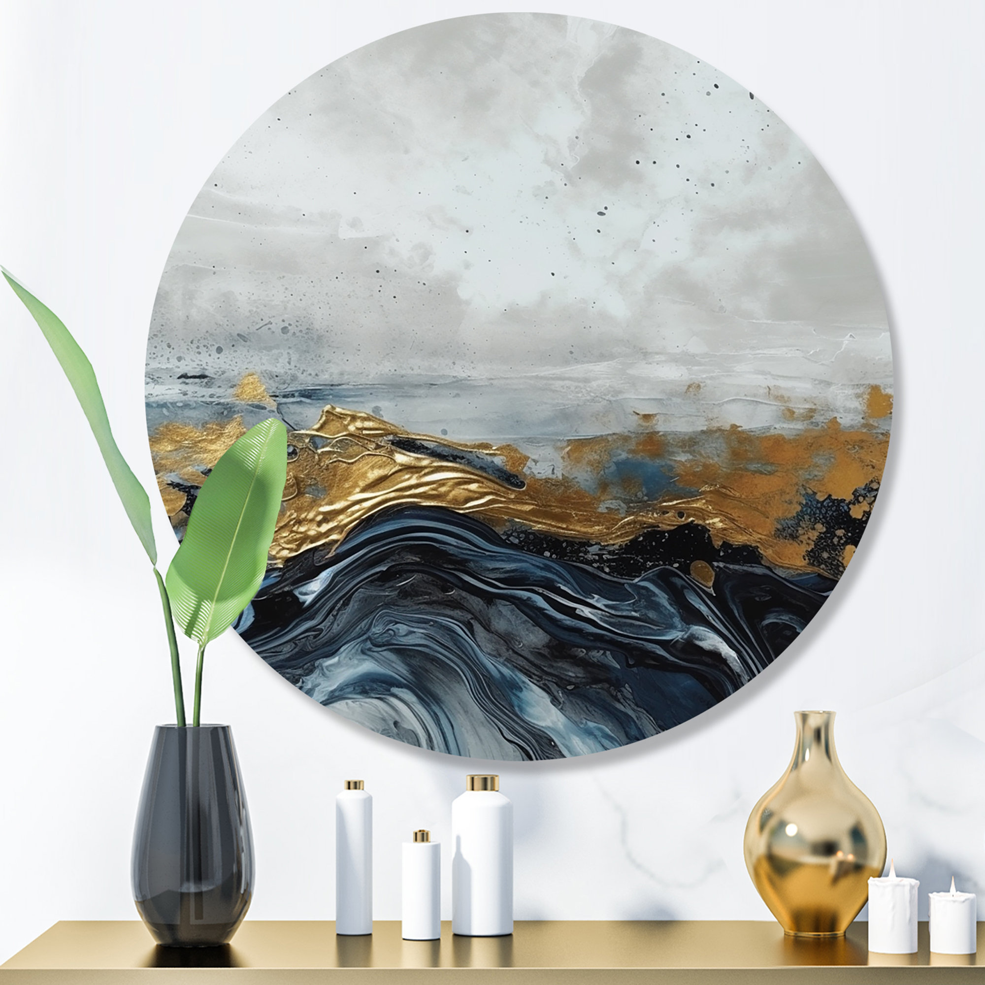 Design Art Grey Gold Modern Abstract Contemporary III - Abstract Marble ...