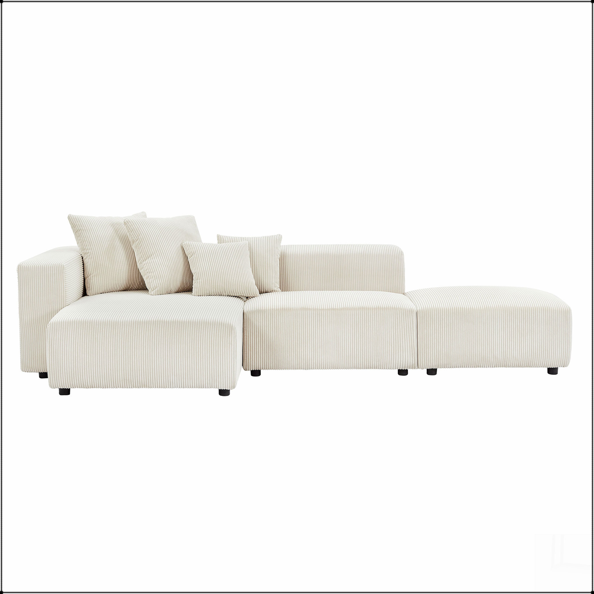 Ebern Designs Soft Corduroy Sectional Modular Sofa Set, Small L-Shaped ...
