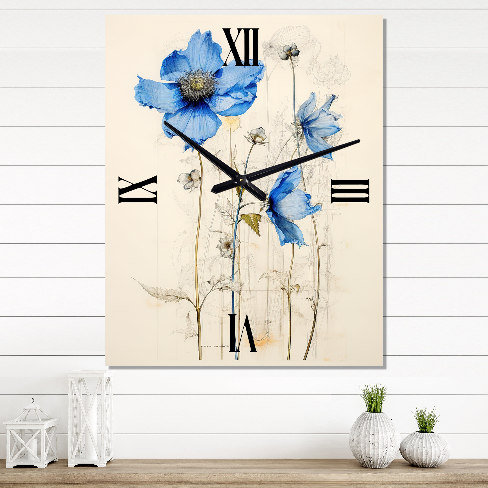 Design Art Vintage Illustration Of Blue Daisy Flower - Daisy Vintage ...
