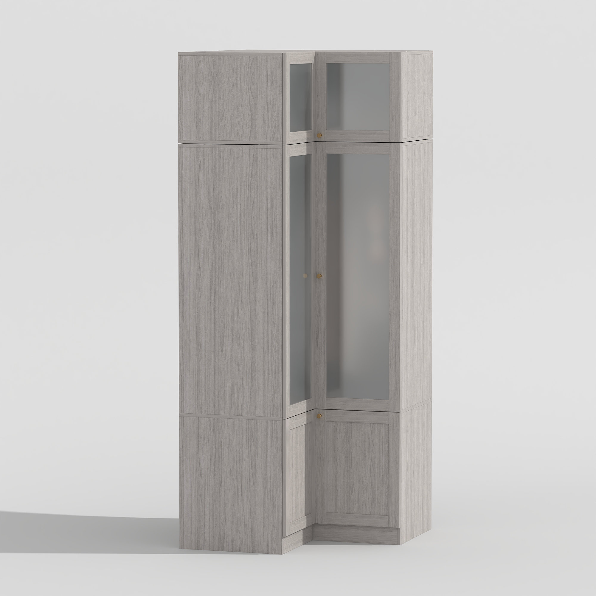 Latitude Run® Modern Corner Wardrobe With Top Cabinet And Frosted Glass ...