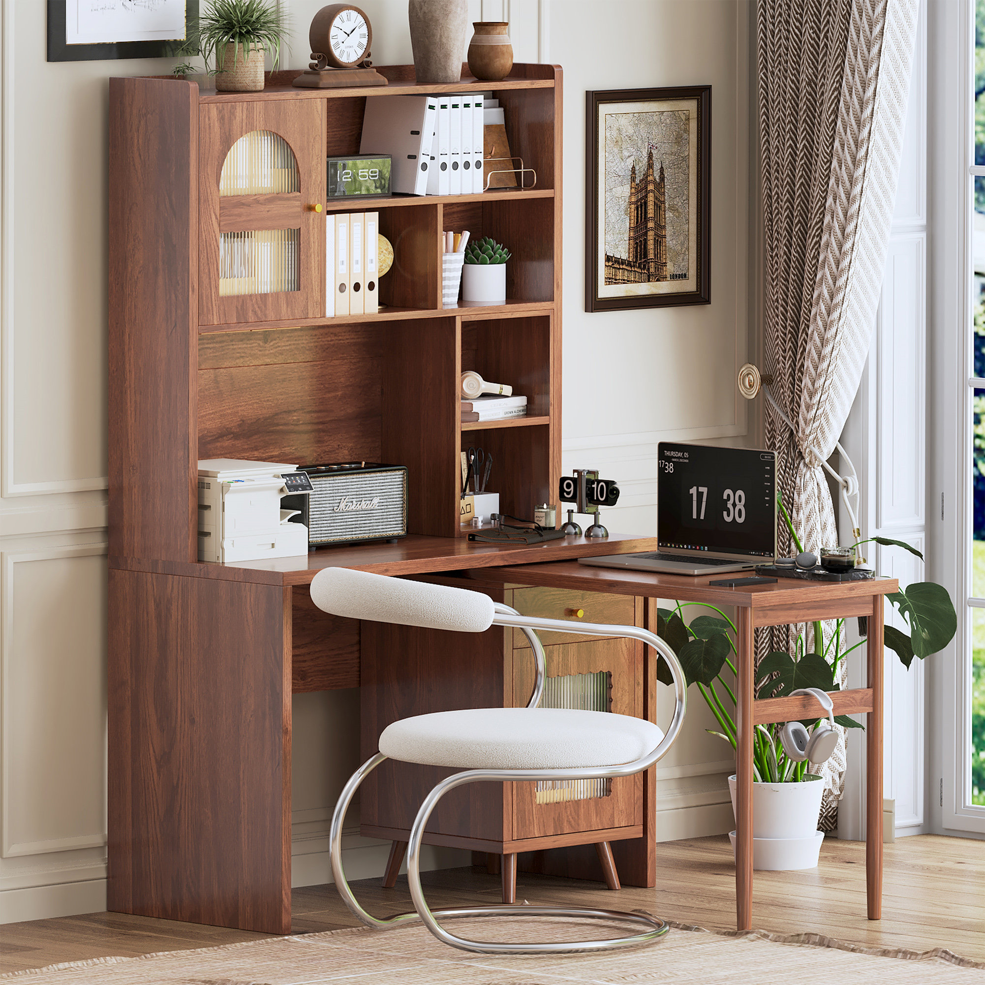 George Oliver 43X70" Computer Desk With 90 Degree Rotating Desktop ...