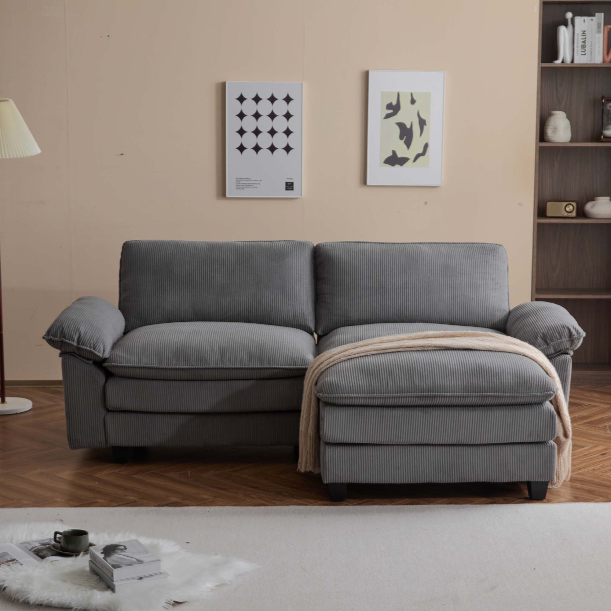 Latitude Run® Modular Sectional Sofa With Movable Ottoman,L Shaped ...