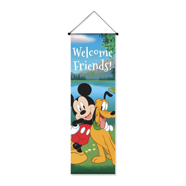 Back Yard Glory Disney Mickey Mouse Mouse & Pluto Welcome Banner15" x ...