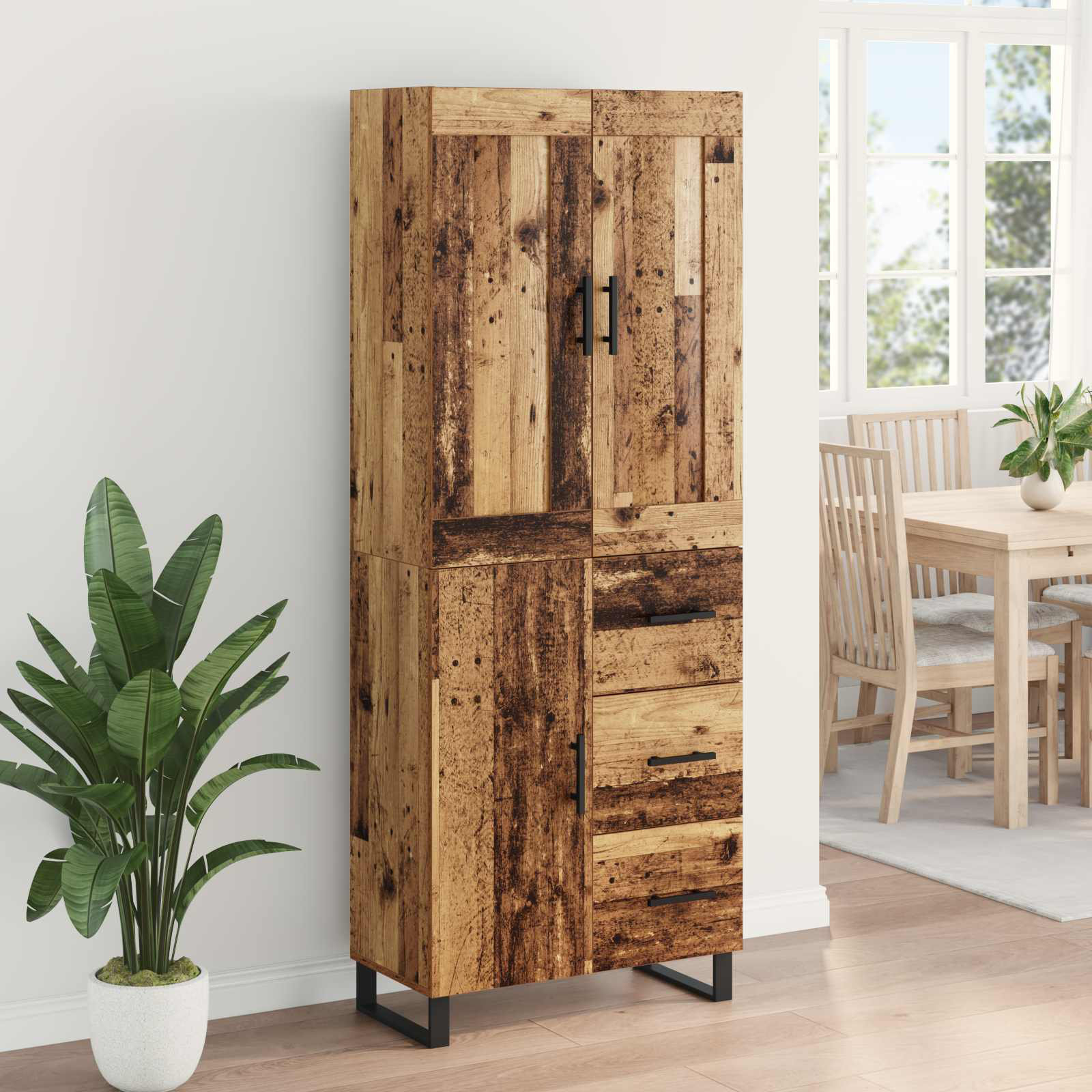 17 Stories Highboard Old Wood 69.5 X 34 X 180 Cm Engineered Wood ...