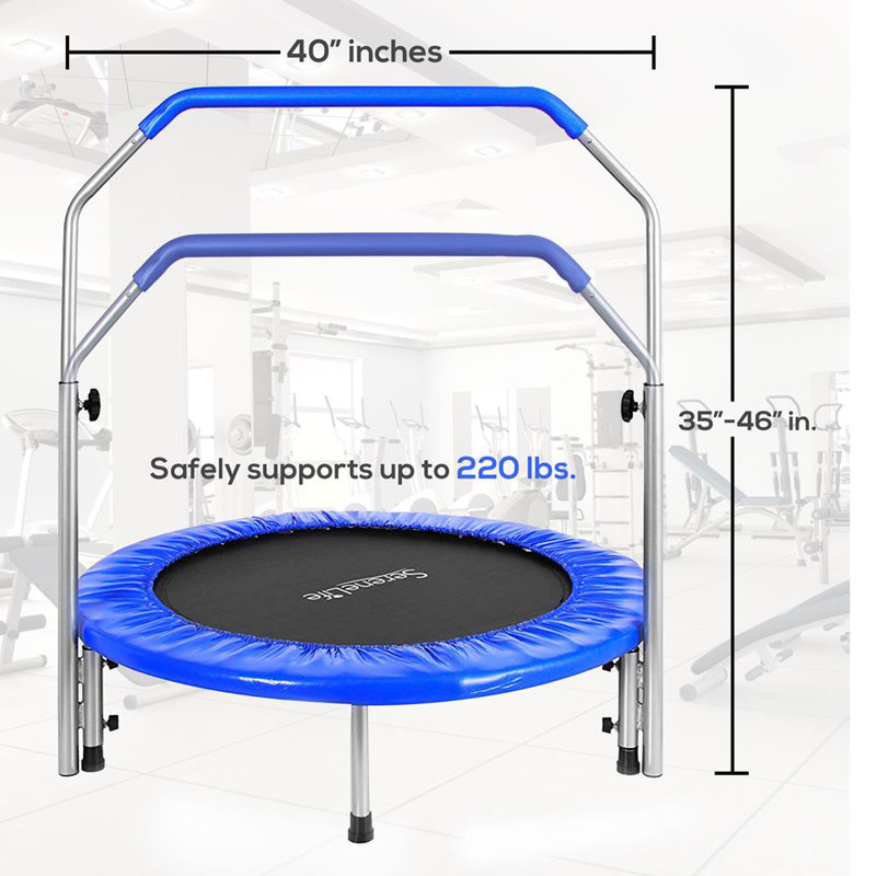 SereneLife 3.8' Foldable Round Fitness Trampoline with Handlebar ...