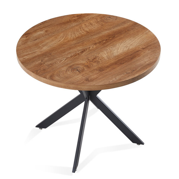 NORDICANA 37.4 Inches Dining Round Table, MDF Table-Top, Metal Base ...
