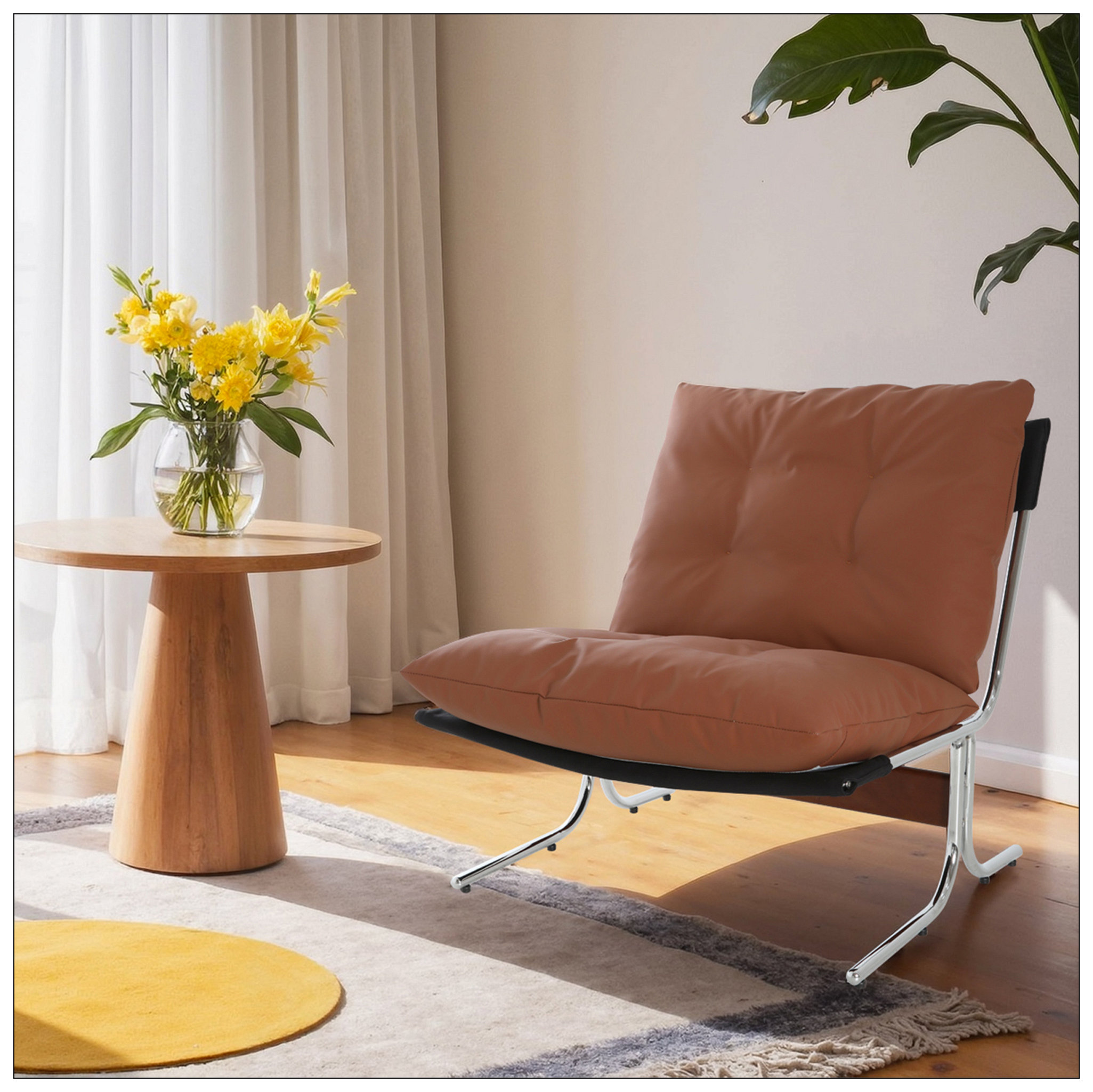 Ebern Designs Comfortable Modern Armchair With Metal Legs And Soft ...