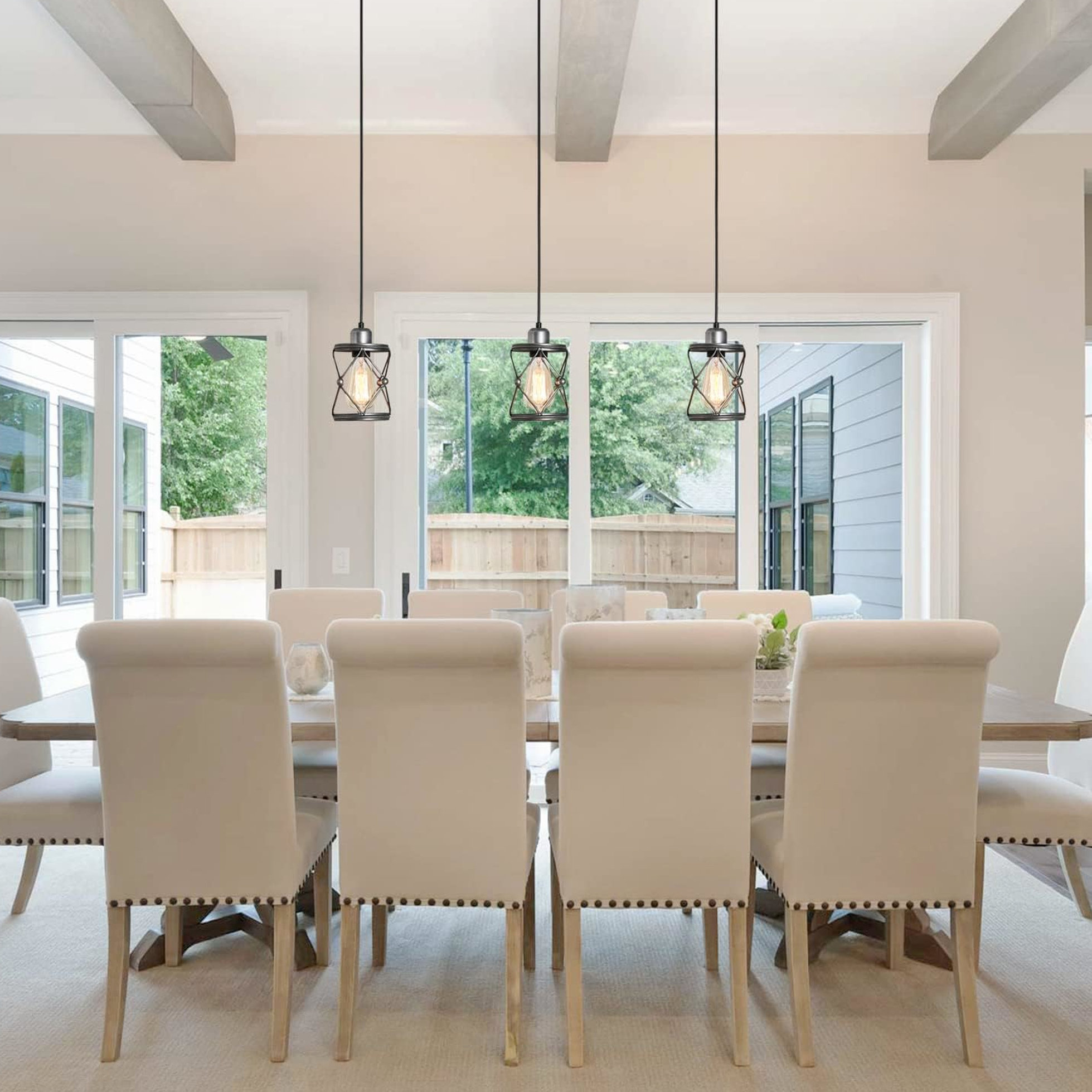 Everly Quinn Rustic Adjustable Mini Cage Pendant Lamp In Silver For ...