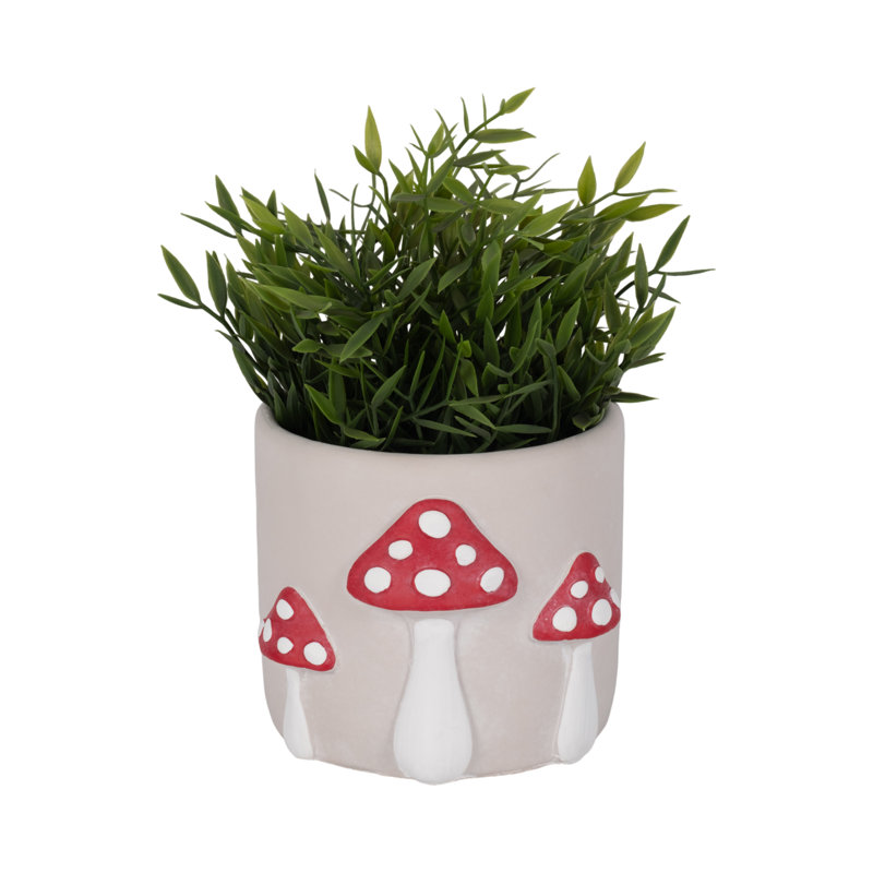 Dakota Fields Magic Mushroom Applique Planter, Red/White | Wayfair