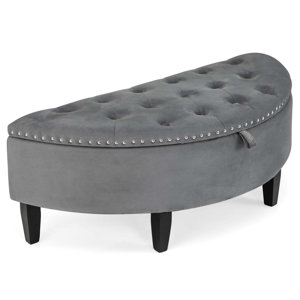 Latitude Run® Upholstered Storage Bench Half Moon Ottoman With Hidden ...