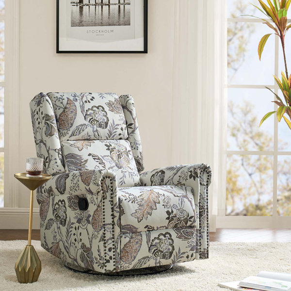 Lark Manor Alyissa Floral Print Manual Swivel Glider Rocking Recliner ...