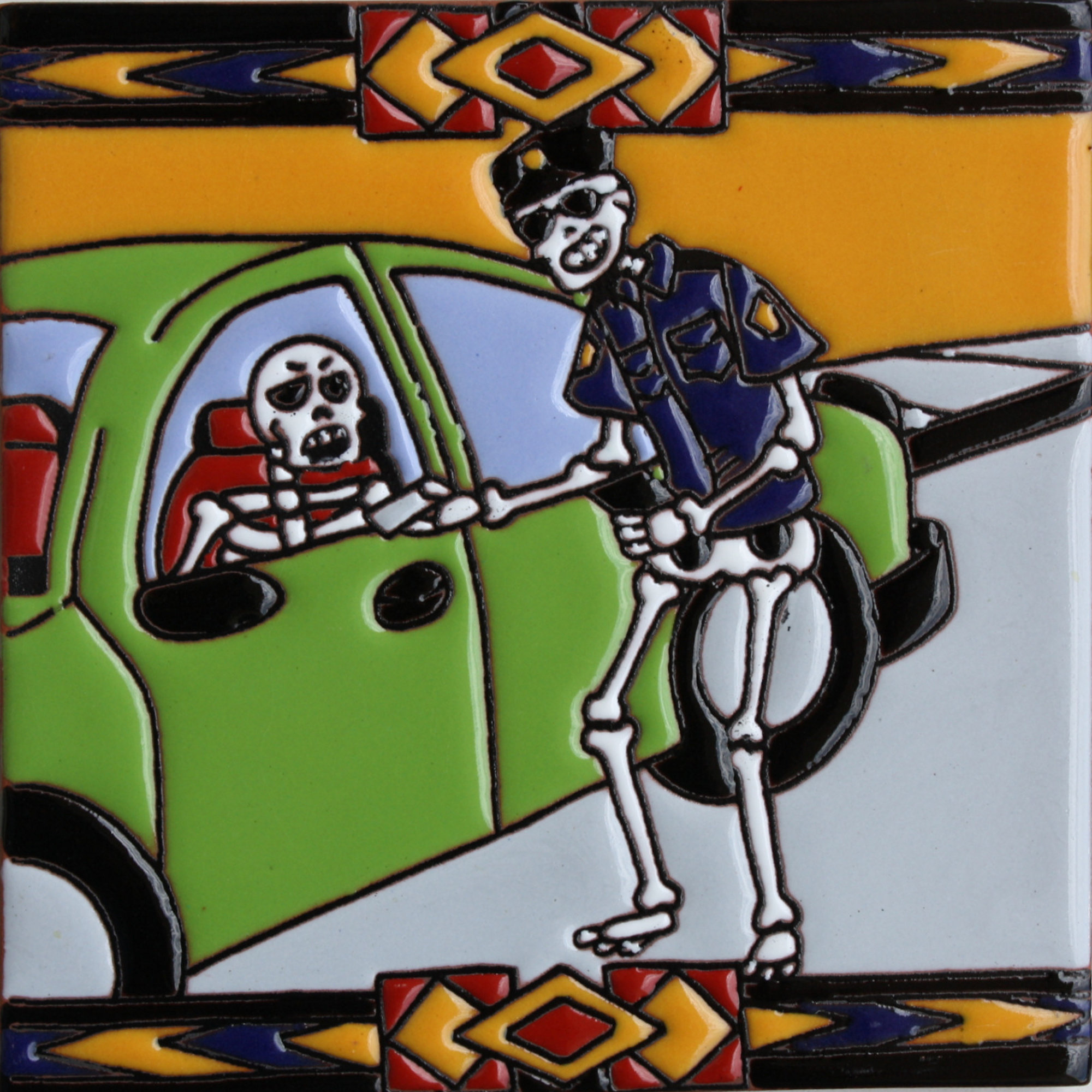 Fine Crafts Imports TalaMex Police Officer. Day-Of-The-Dead Clay Tile ...