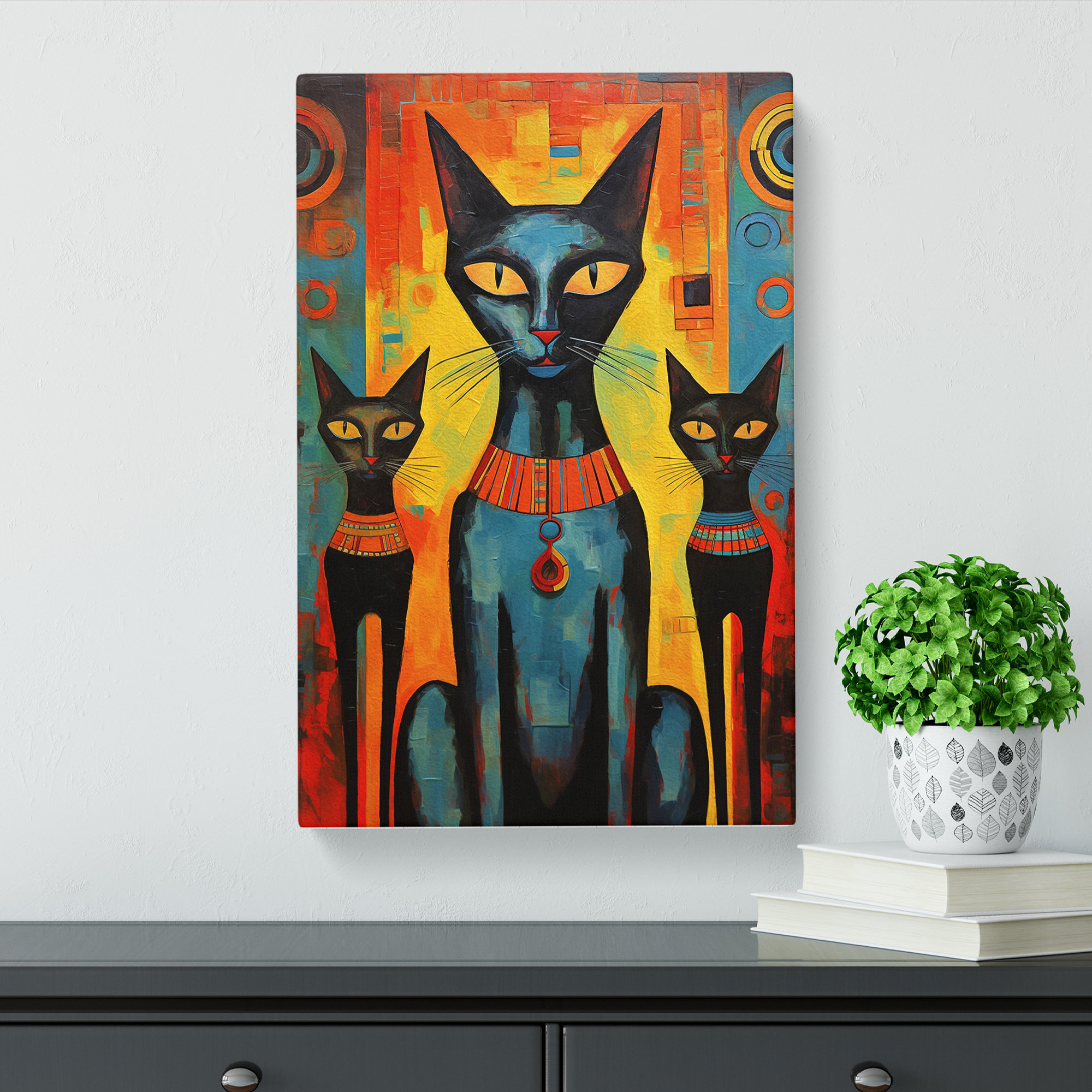 Marlow Home Co. Egyptian Cat Expressionism No.3 - Print | Wayfair.co.uk