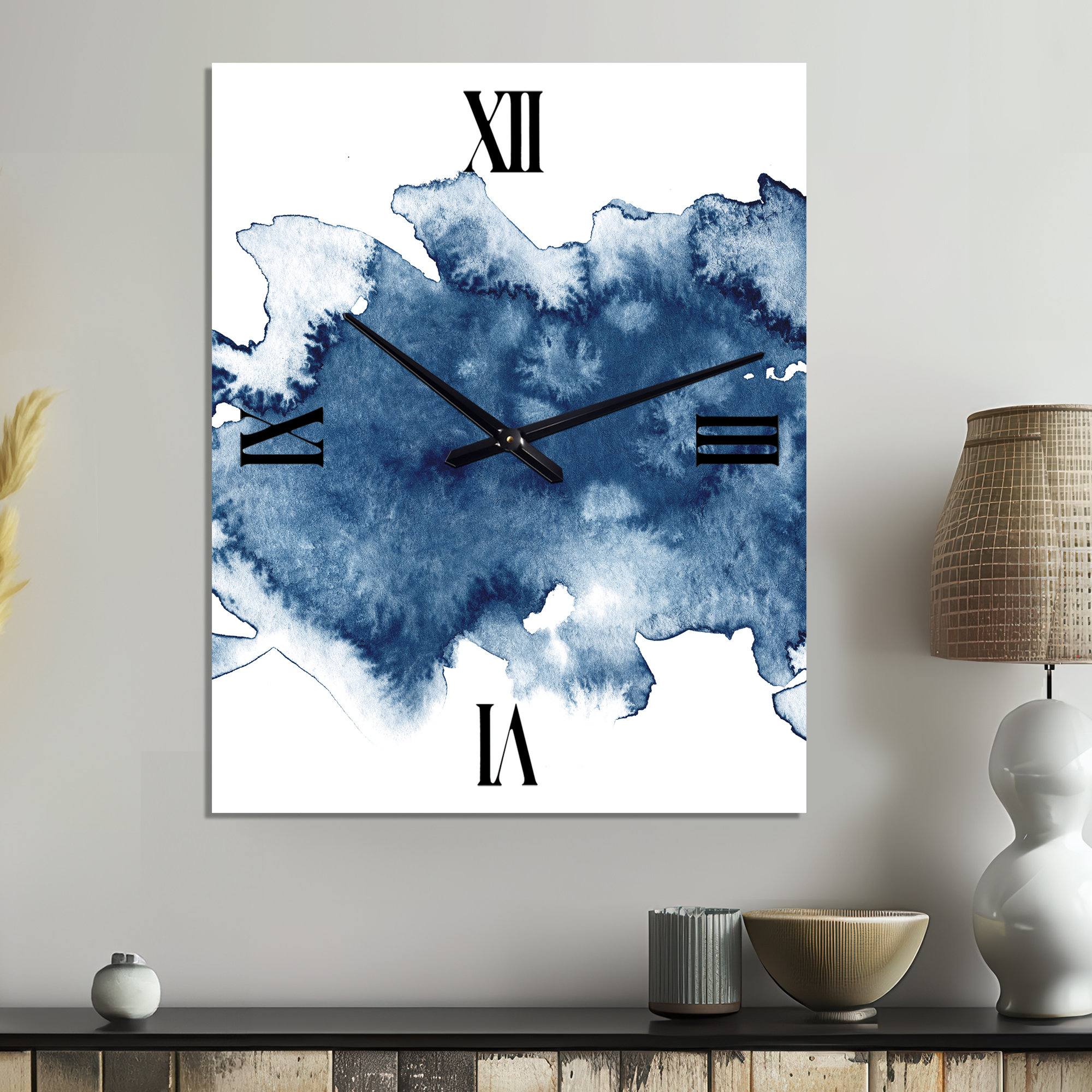 East Urban Home Abstract Classic Blue II - Abstract Metal Wall Clock ...