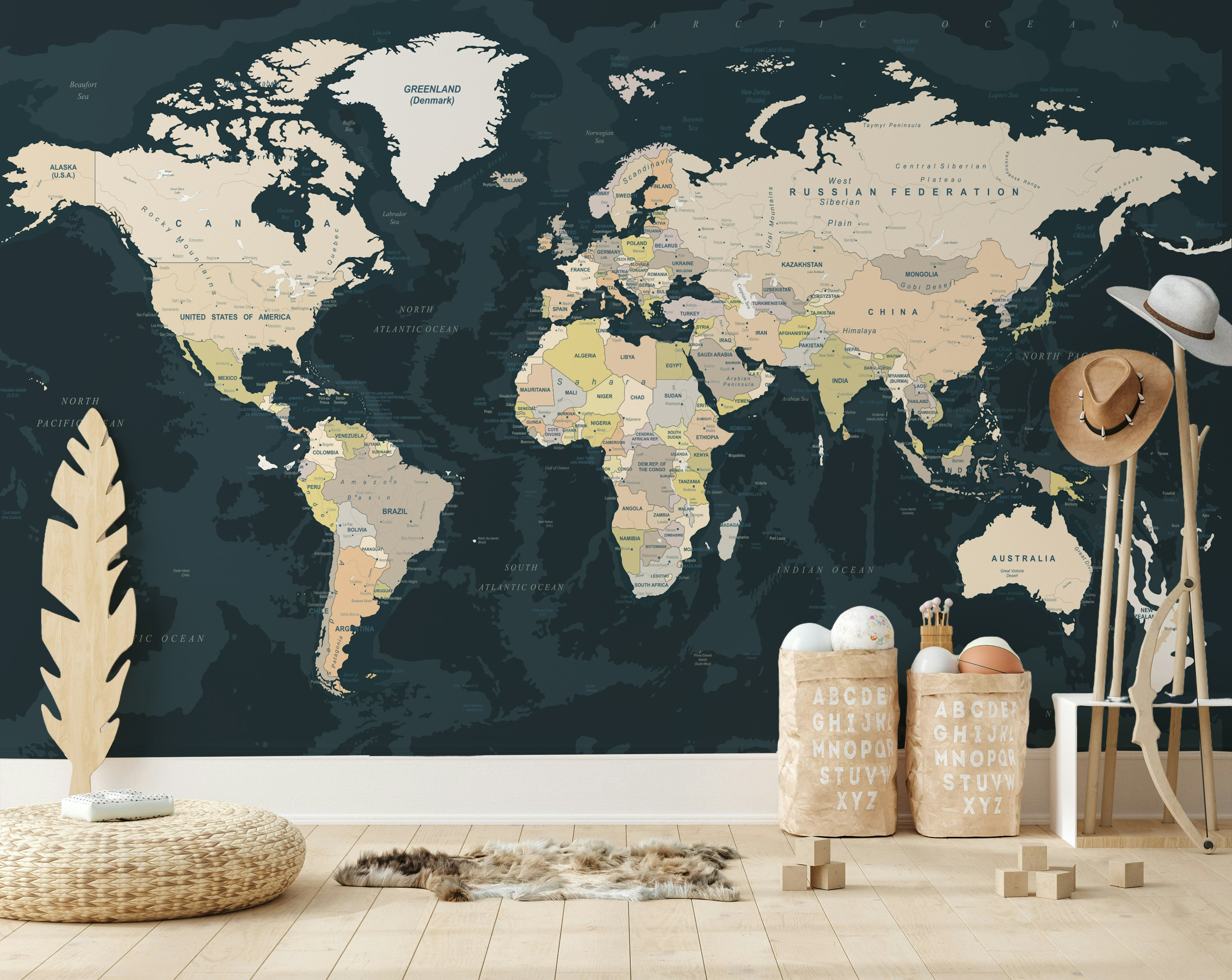 17 Stories Damaj World Map on the Background Paintable Wall Mural | Wayfair