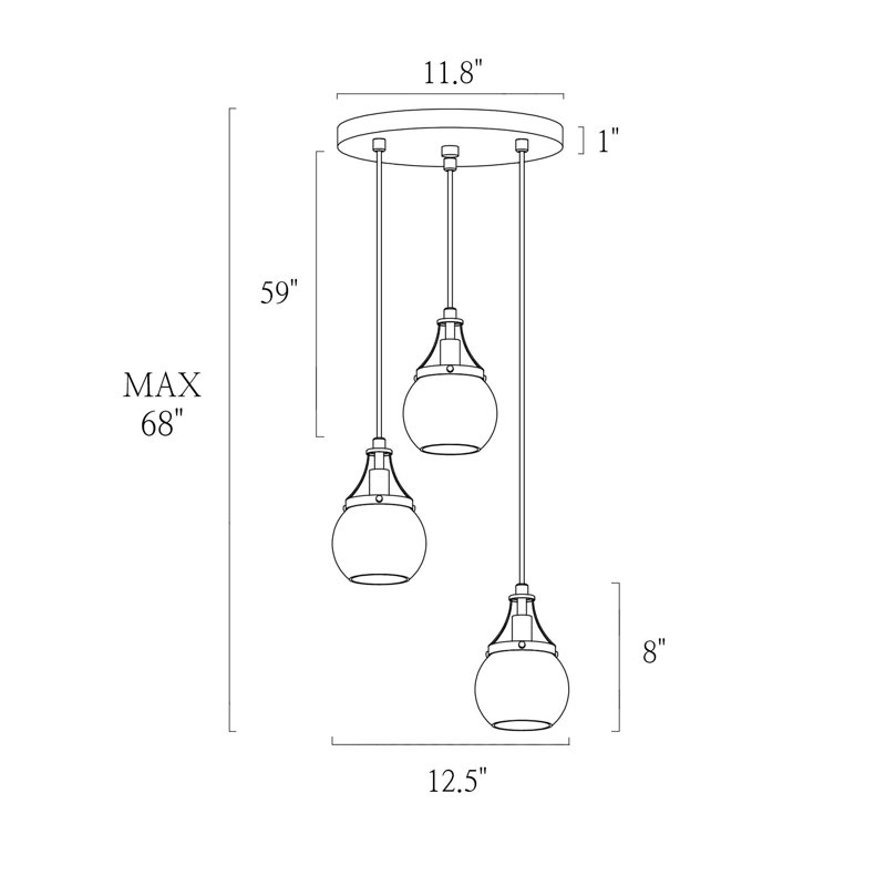 Mercer41 Loram 3 - Light Gold Kitchen Island Pendant | Wayfair