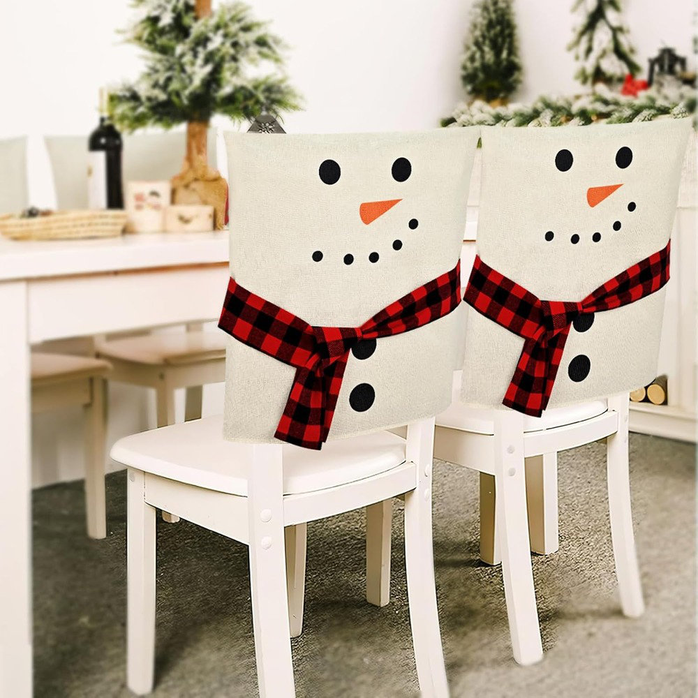 Cozy Oasis FRAMICS Christmas Chair Covers Set Of 4, Snowman Chair ...