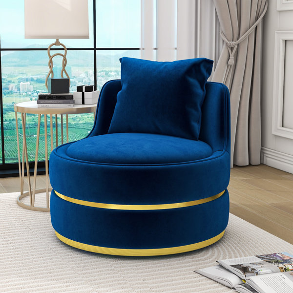 Mercer41 Ryniah Upholstered Accent Chair, 360 Degree Swivel Barrel ...
