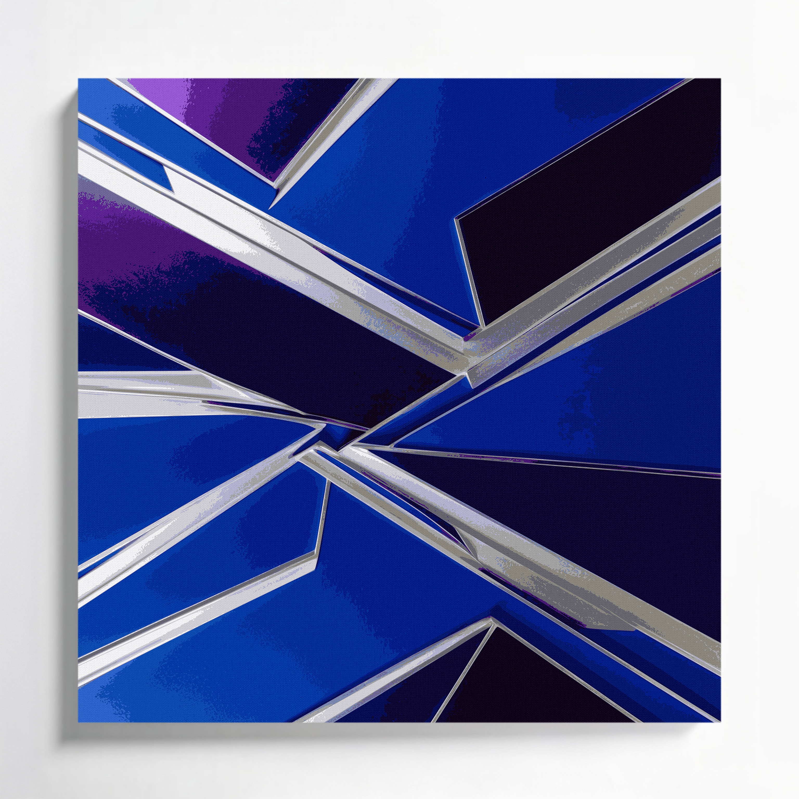 Ivy Bronx Hard Edge 39 Blue Canvas Wall Art | Wayfair
