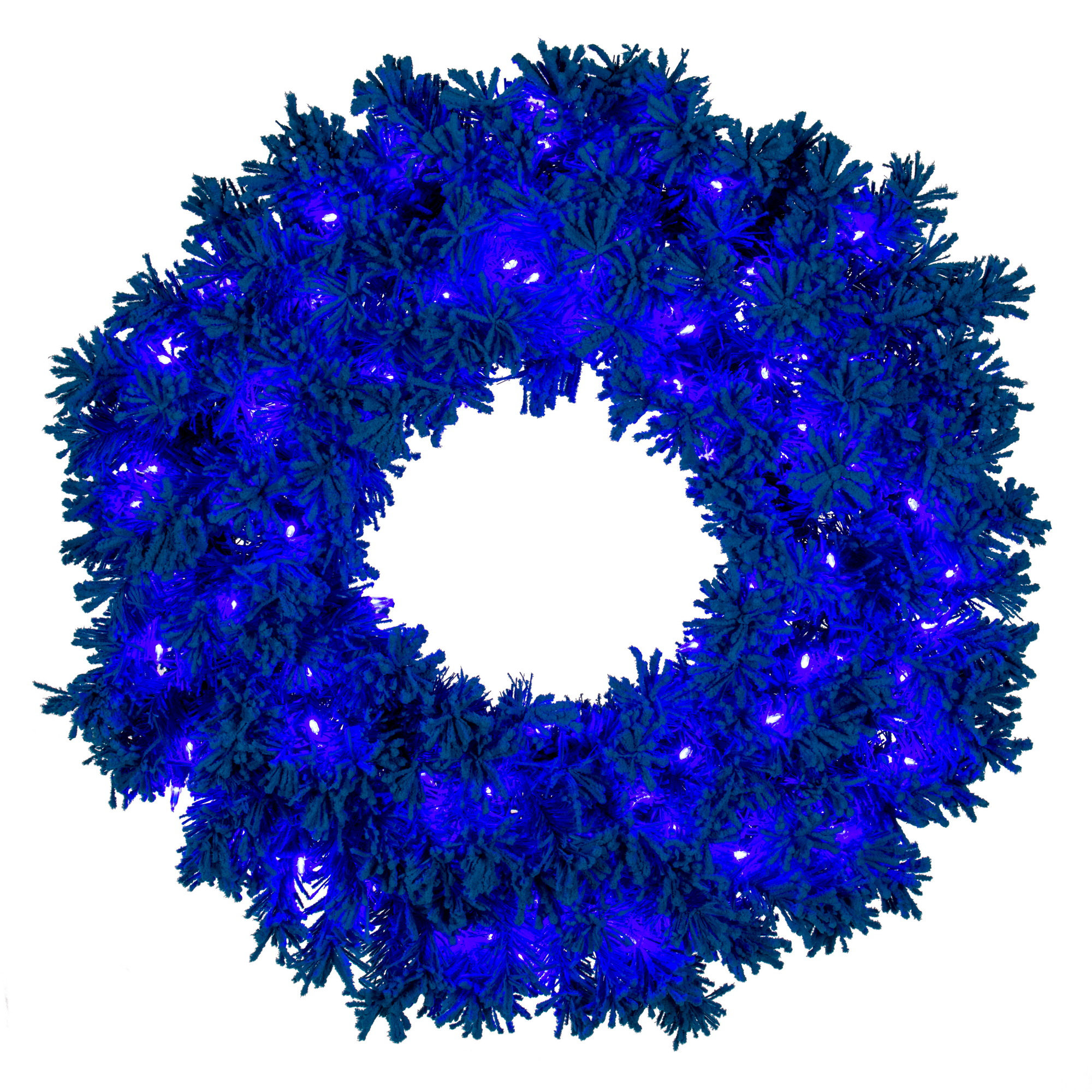 Primrue 30" Flocked Turquoise Fir Artificial Wreath, Dura-Lit Turquoise ...