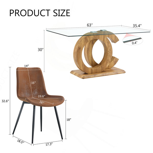 Ivy Bronx Table And Chairs Set.63"X35.4X30" Rectangular Transprant ...