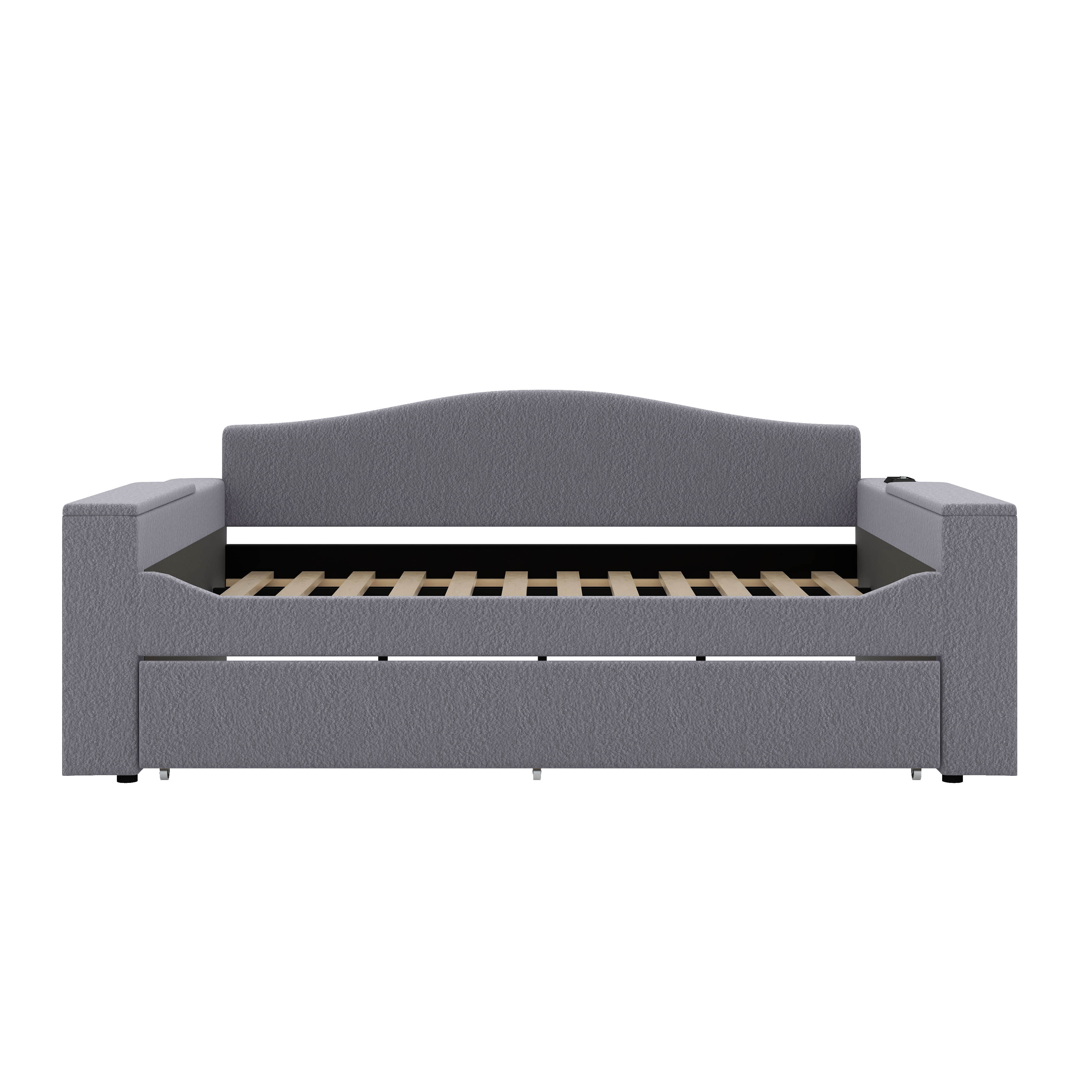 Latitude Run® Full Upholstered Daybed With Storage Armrests, Trundle ...