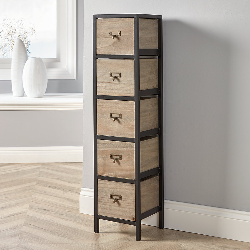 Ebern Designs Stclair Fully Assembled Wooden 5 Drawer Narrow Chest ...