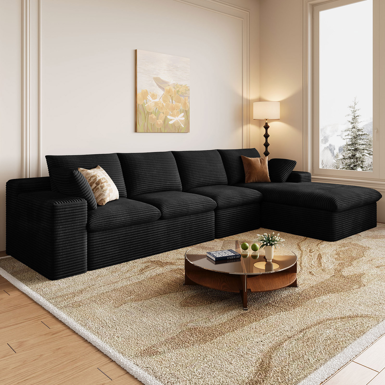 Latitude Run® 136" Sectional Couches for Living Room Modern Modular ...