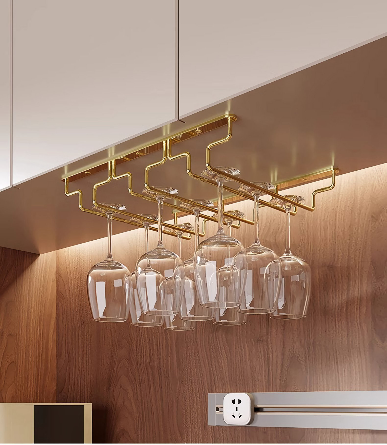 Mercer41 Elegant Stainless Steel Wine Glass Rack - Upside-Down Hanging ...