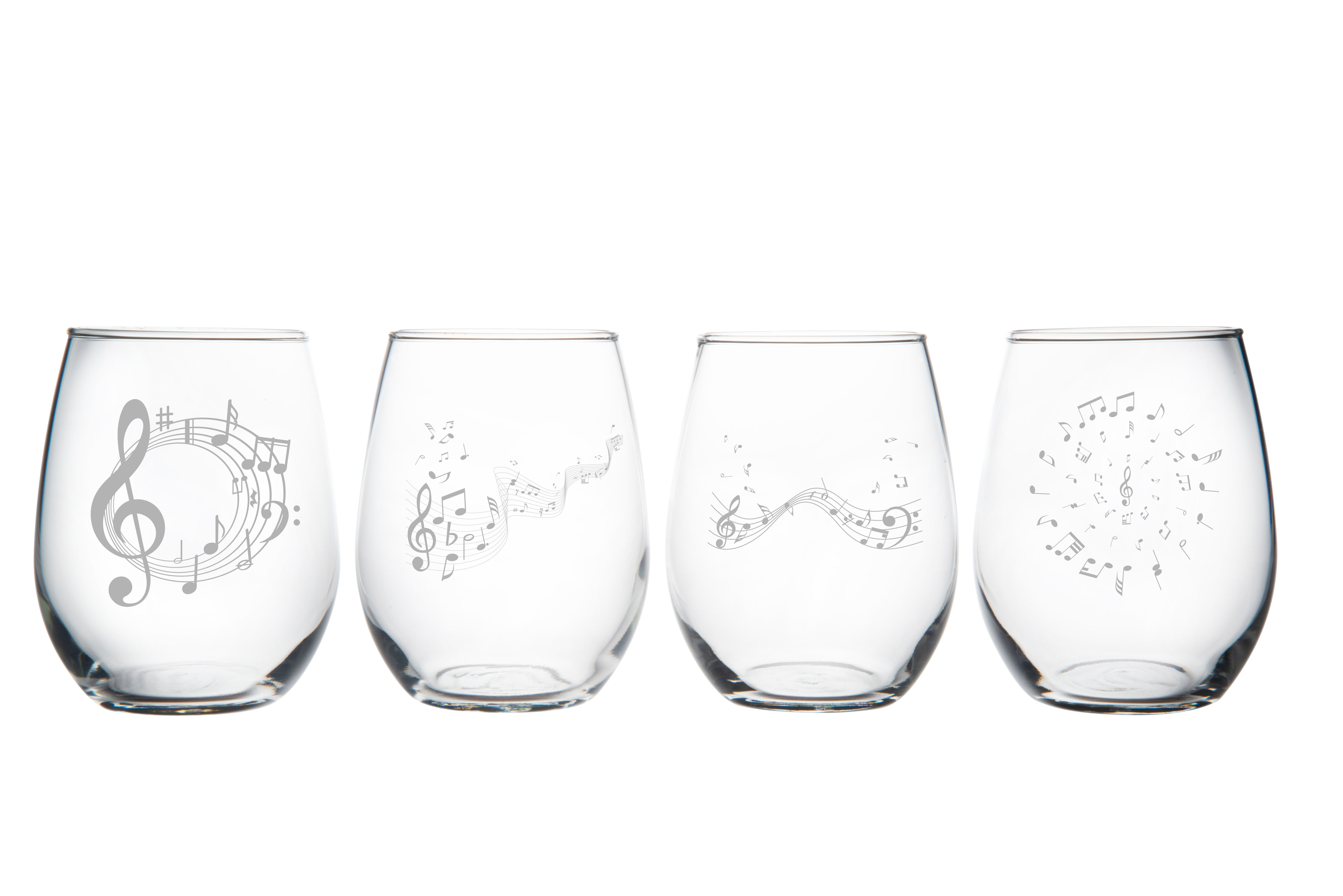 Wildon Home® Eburnean Musical Notes 4 Piece 17 oz. All Stemless Purpose ...