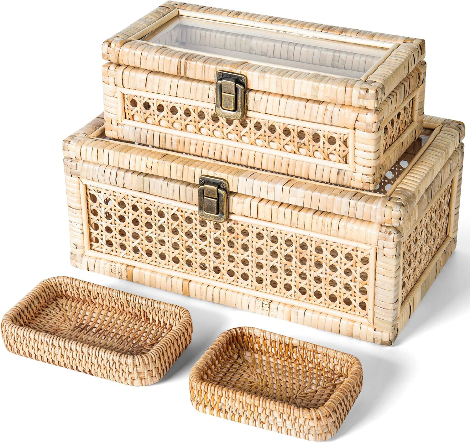 Dakota Fields Rattan Display Boxes With Glass Lids - Wayfair Canada