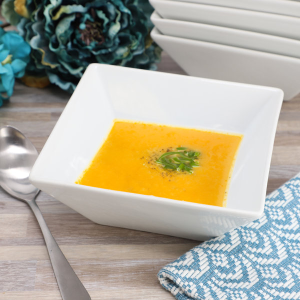 Latitude Run® Simply White 6 Piece 26 Ounce Fine Ceramic Square Soup ...