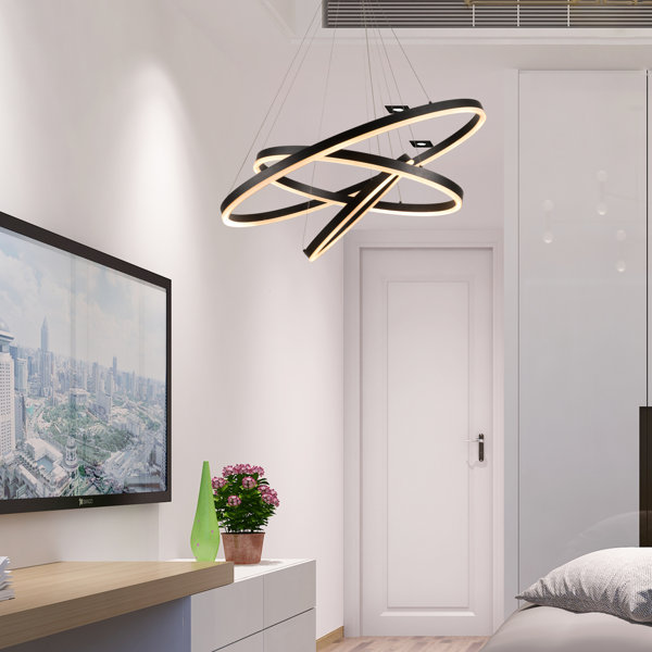 Orren Ellis Cullinan Modern 3-Light Matte Black Linear LED Hanging ...